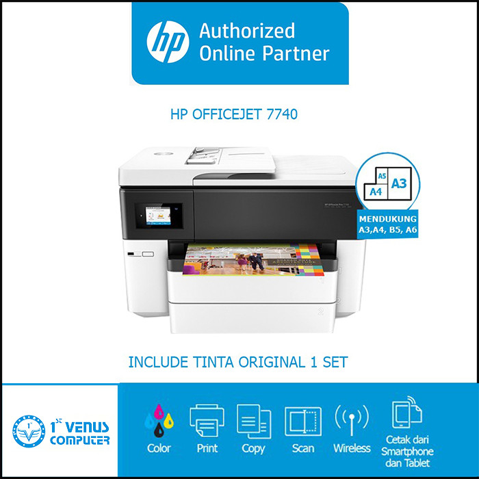 Jual Hp Officejet Pro 7740 /Print Scan CopyFax (A3) Wireless | Shopee ...