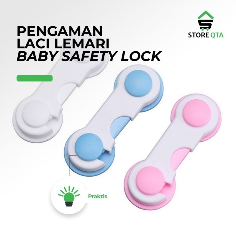 Jual Pengaman laci lemari pintu kulkas untuk bayi gembok plastik tempel ...