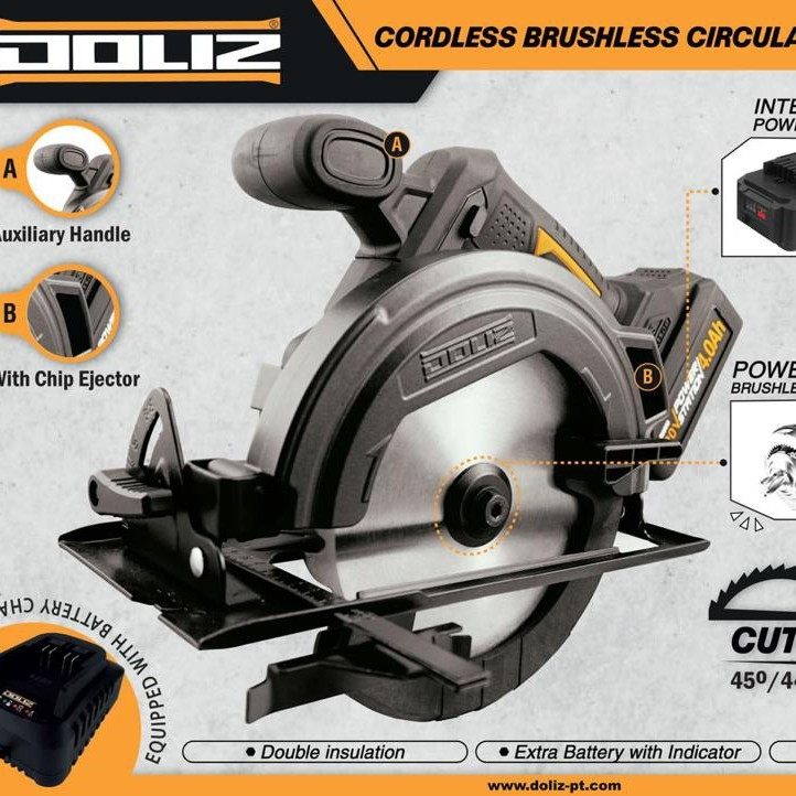 Jual BRUSHLESS CORDLESS CIRCULAR SAW 20V DOLIZ BD165 Heavy Duty ...