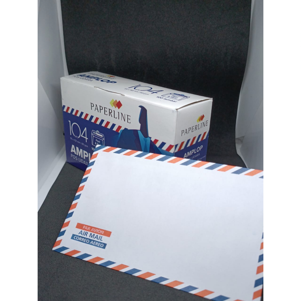 Jual AMPLOP 104 AIR MAIL BERLEM BERGARIS PUTIH MERAH DAN BIRU MEREK PAPERLINE 1 PAK ISI 100 PCS ...