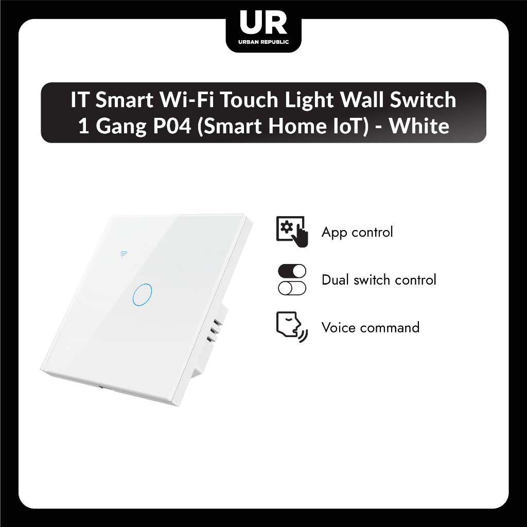 Jual IT Smart WiFi Touch Light Wall Switch 1 Gang P05 - Smart Home IoT ...