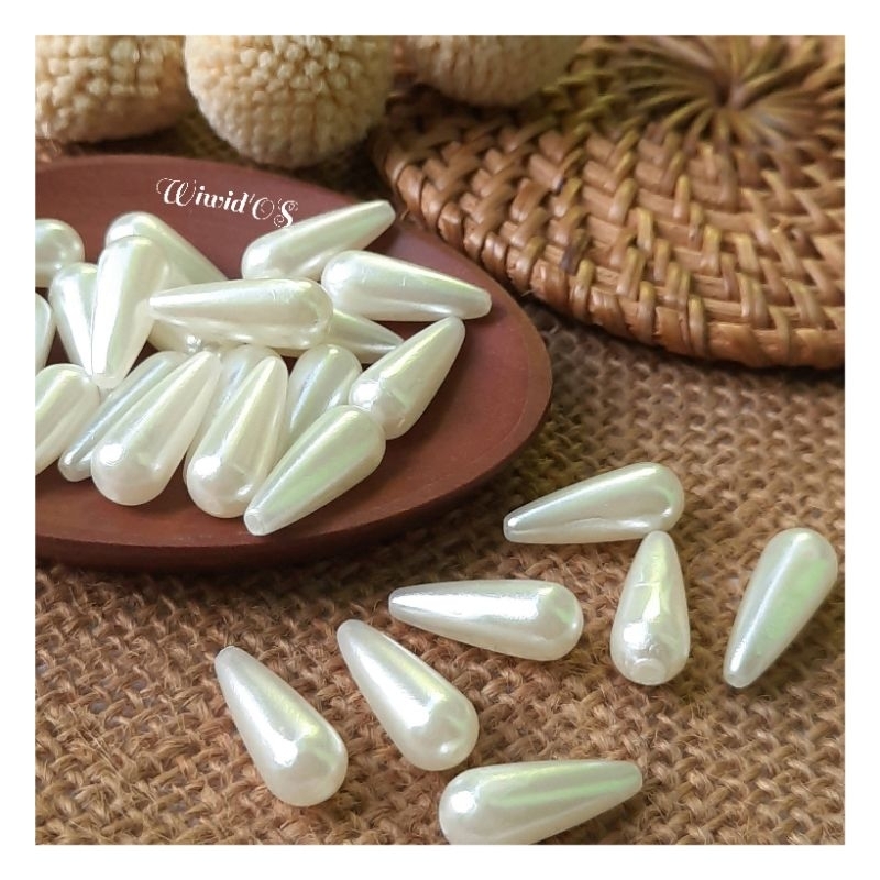 Jual (26 biji) MANIK MUTIARA TETES 14 x 6 mm | Shopee Indonesia