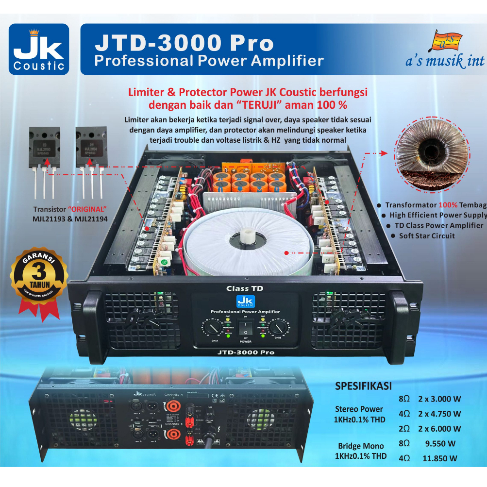 Jual Power JTD 3000 Pro Jk Coustic Power Amplifier | Shopee Indonesia