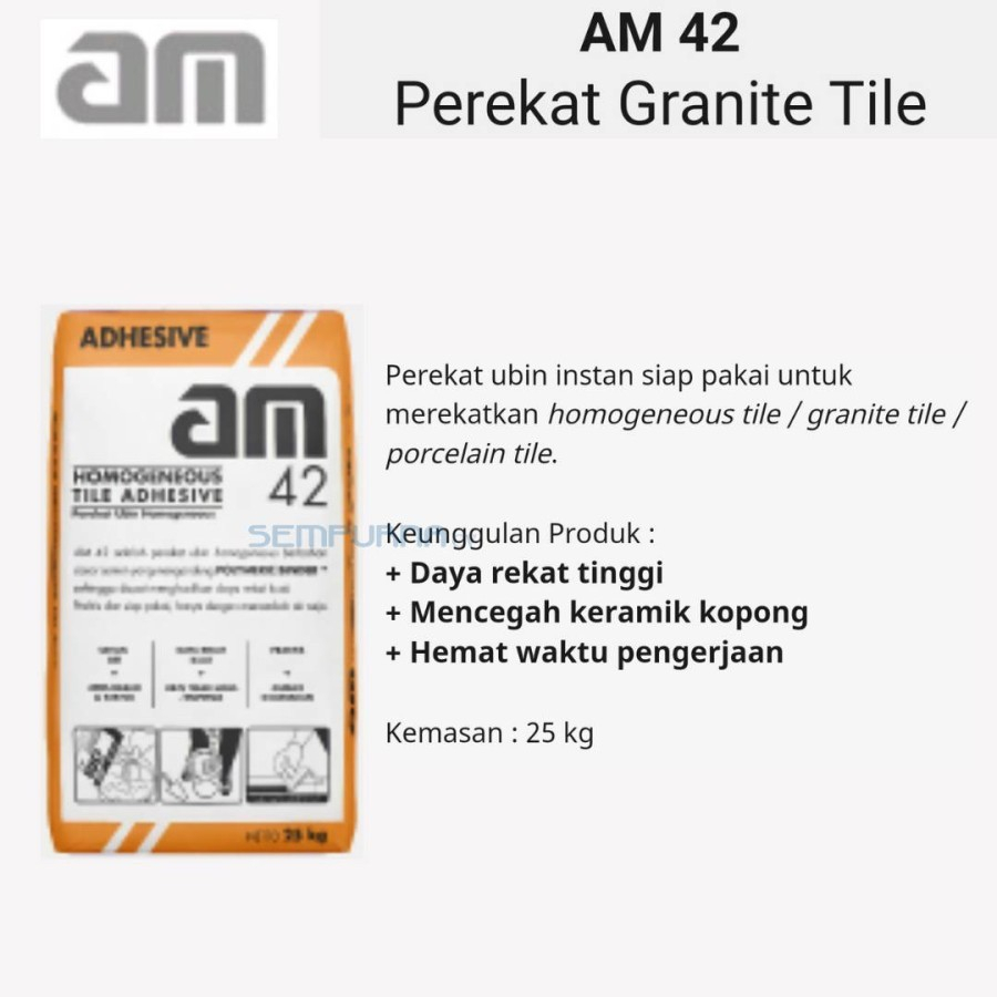 Jual SEMEN INSTANT PEREKAT KERAMIK GRANIT AM 42 dngan Polymeric Binder ...