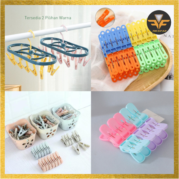 Jual Jepitan Gantungan Baju isi 20 isi 10 Pcs Wadah Tempat / Klip ...