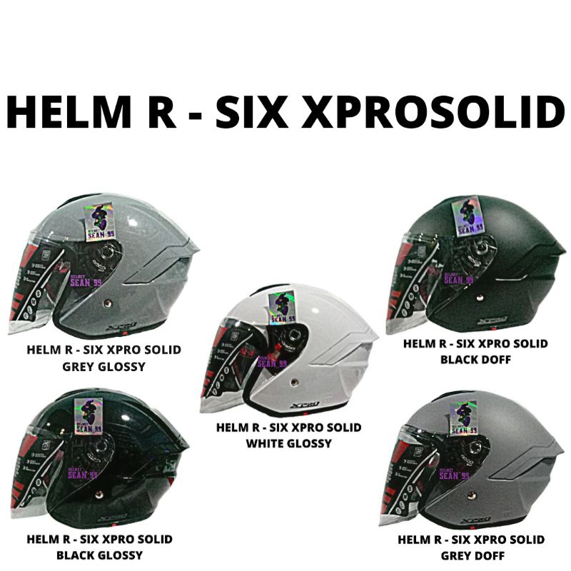 Jual HELM R-SIX XPRO SOLID HALF FACE ORIGINAL SNI | Shopee Indonesia
