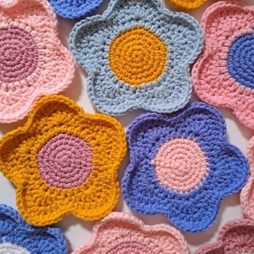 Jual Flower Coaster Crochet / Tatakan Gelas Rajut / Tatakan Aesthetic ...