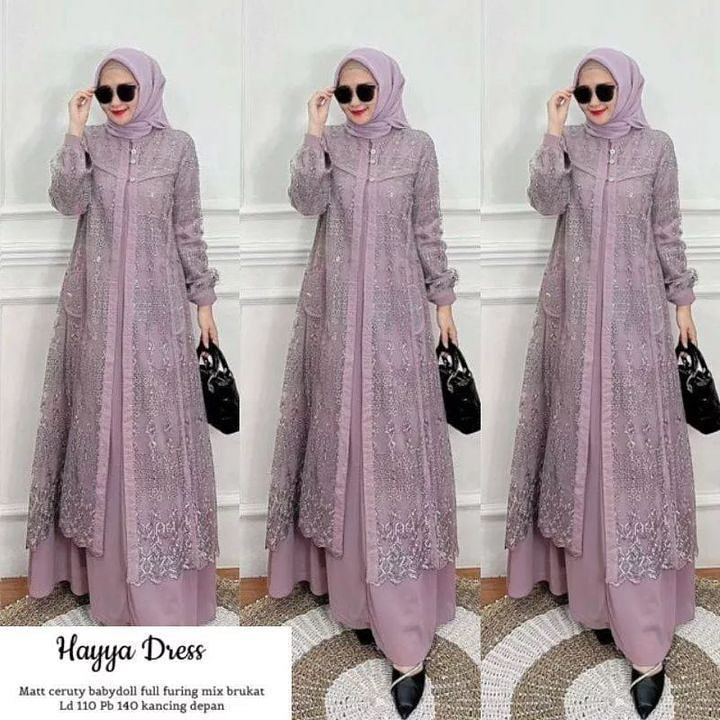 Jual Hayya Dress Brukat Tulle Gamis Muslim Dress Murah Gamis Syari ...
