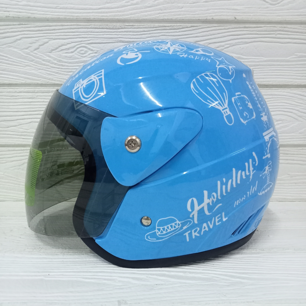 Jual HELM HELEM HALF FACE EVOLUTION MOTIF TRAVELING MIRIP GM EVO MURAH ...