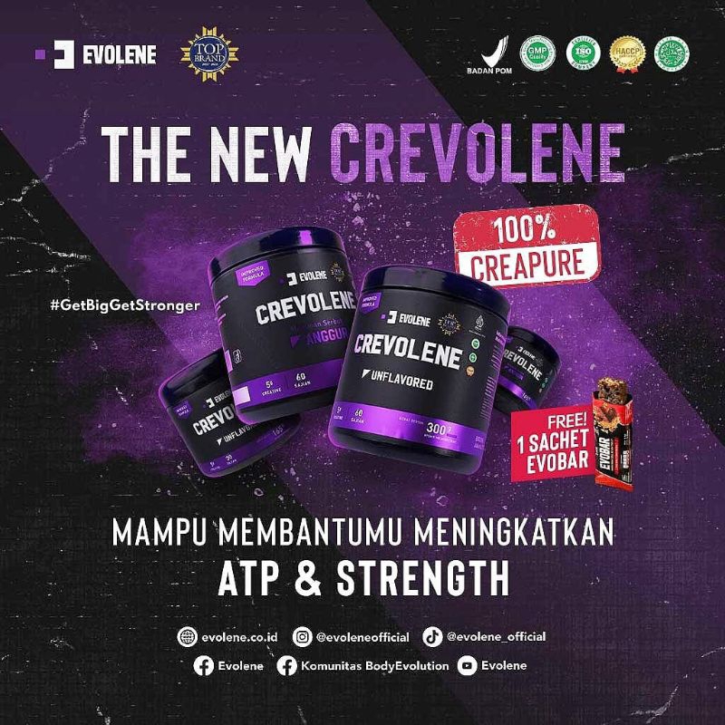 Jual Creatine Evolene Crevolene Kreatin Bubuk Creatin 330gram 330 gram ...