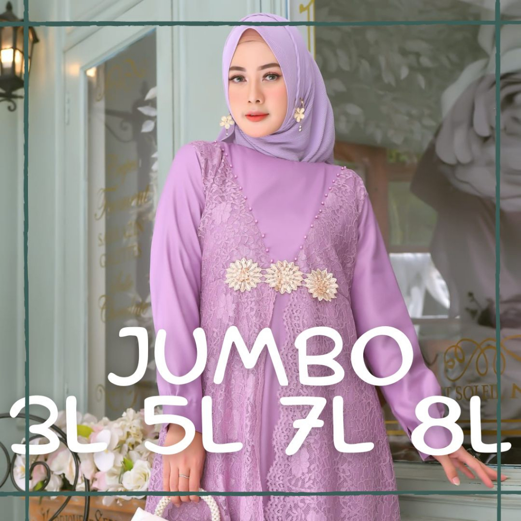 Jual Gamis Brukat Jumbo Bahan Toyobo Starla Dress Gamis Pesta Kondangan LD 120 126 130 cm Dress ...