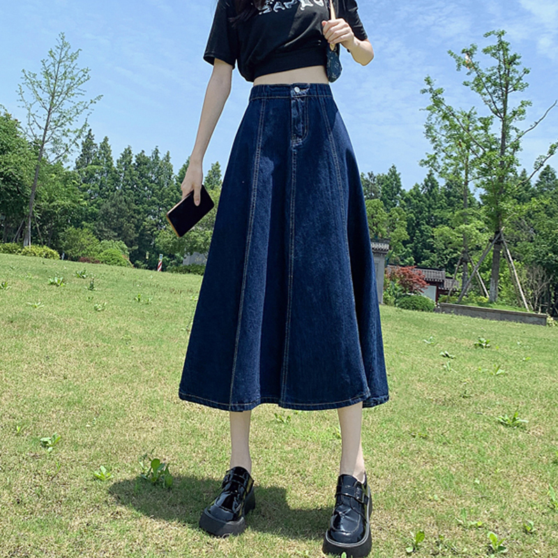 Jual Rok jeans panjang wanita Rok maxi jeans rok plisket jeans Import ...