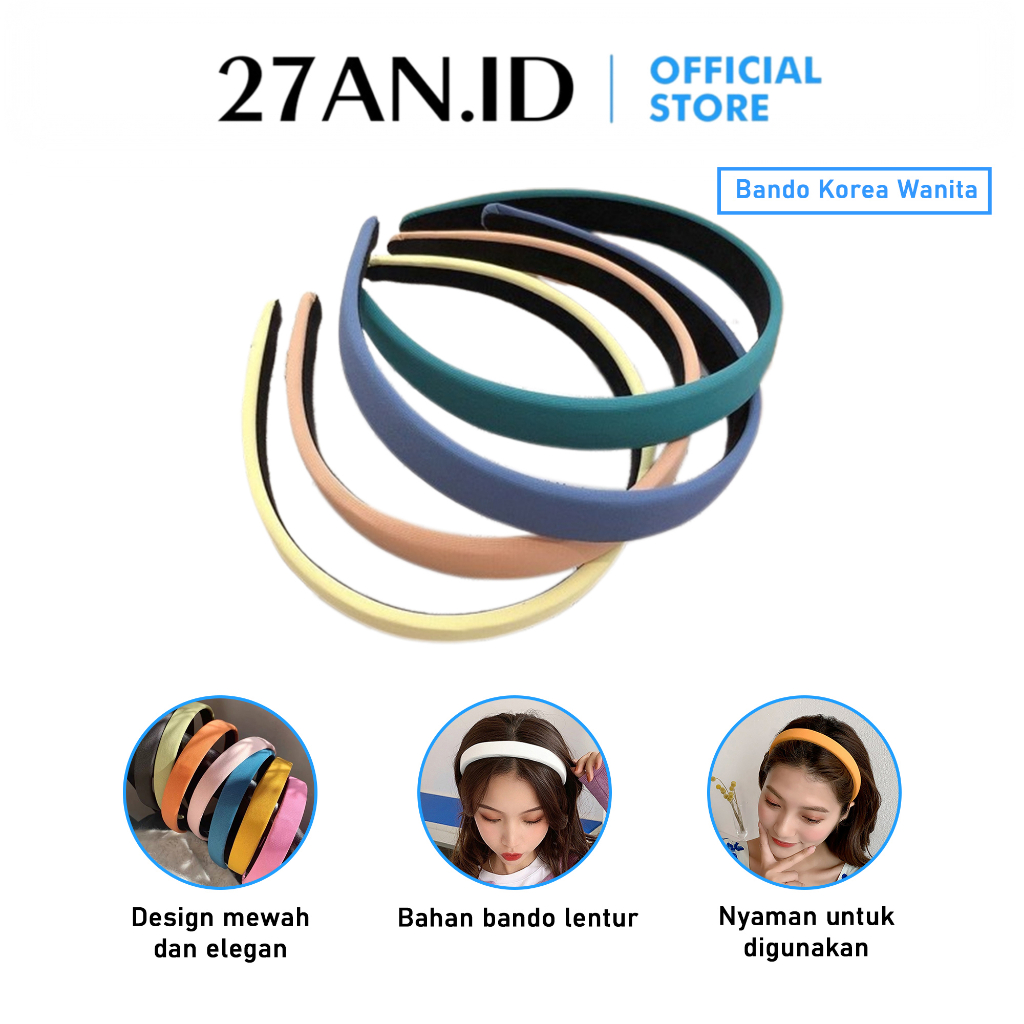 Jual ( 27AN.ID ) Bando Korea Wanita H475 Bandana Lebar Anti Slip bando ...
