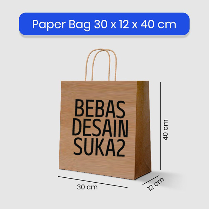 Jual (SABLON) Paper Bag Coklat Polos Cetak Desain Bebas Size 30x12x40 ...