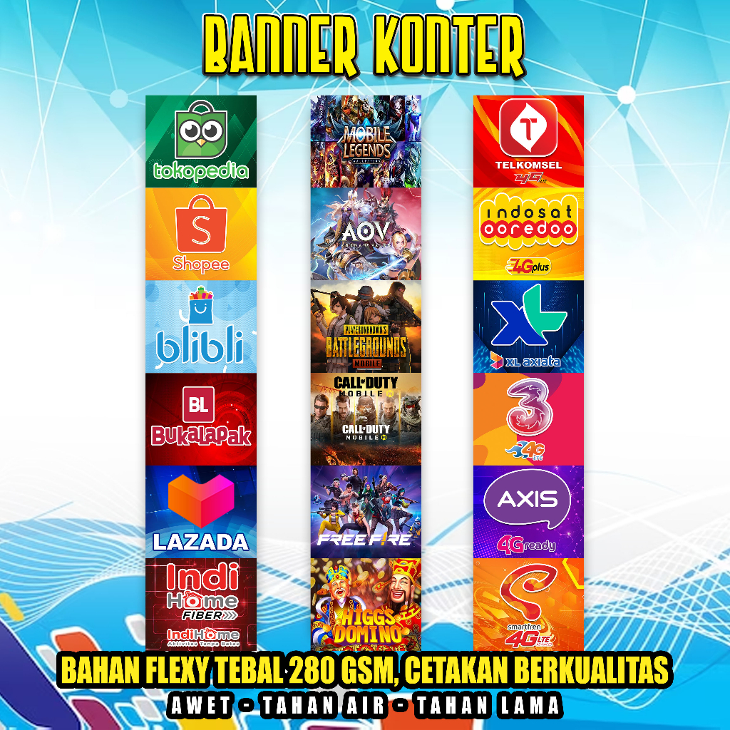 Jual Spanduk Banner Konter Pulsa, Spanduk Banner Renda Konter Pulsa Custom | Shopee Indonesia