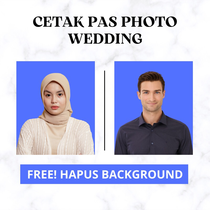 Jual Cetak Foto Pas Photo Pernikahan 3X4 Background Biru 6 Lembar ...