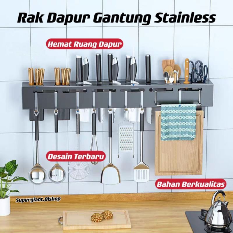 Jual Rak Peralatan Dapur Rak Pisau Dinding Dapur Organizer Gantungan ...