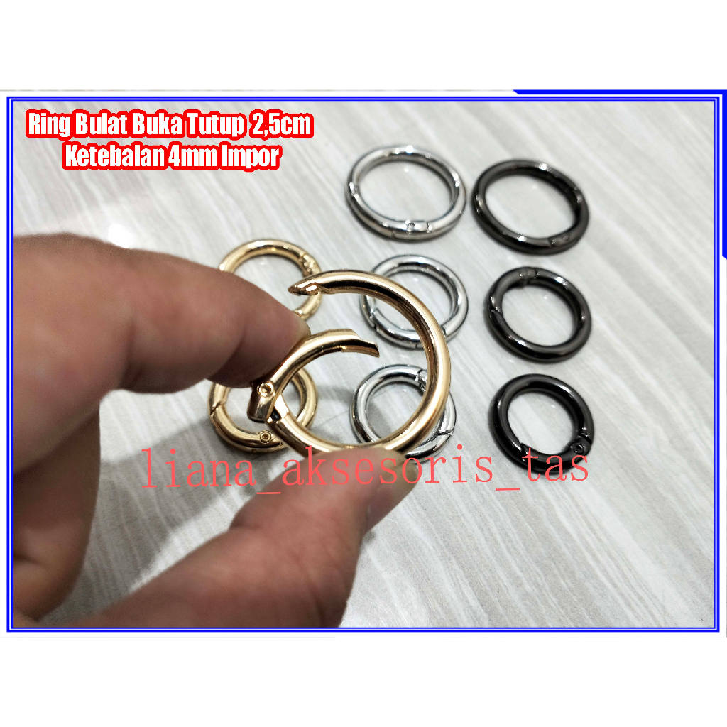 Jual Ring Bulat Buka Tutup 2,5cm KETEBALAN 4mm untuk Tas Wanita - Ring ...
