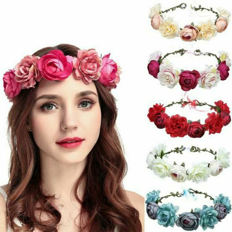 Jual Bando Bunga LED Flower Crown Mahkota Bunga Lampu Kawat Bunga Bando ...
