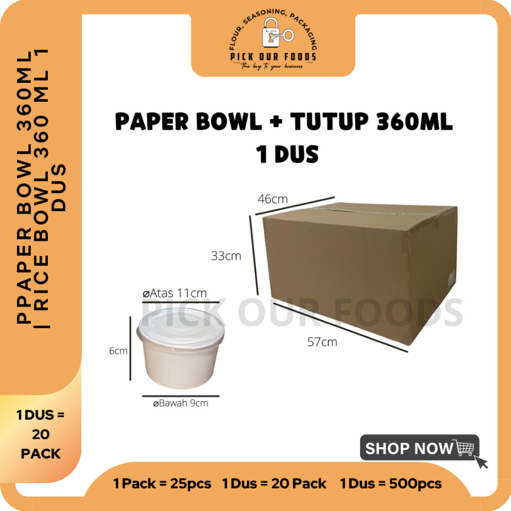 Jual 1 DUS PAPER BOWL 360ML / 500ML | RICE BOWL 360ML / RICE BOWL 500 ...