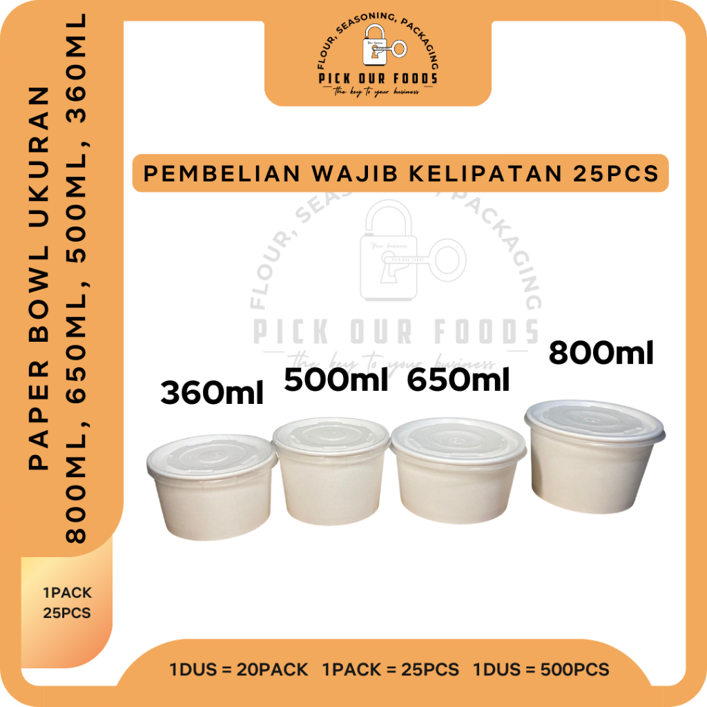Jual Paper Bowl 360ml /500/650/800/ Rice Bowl 800ml/650/500/360 ...