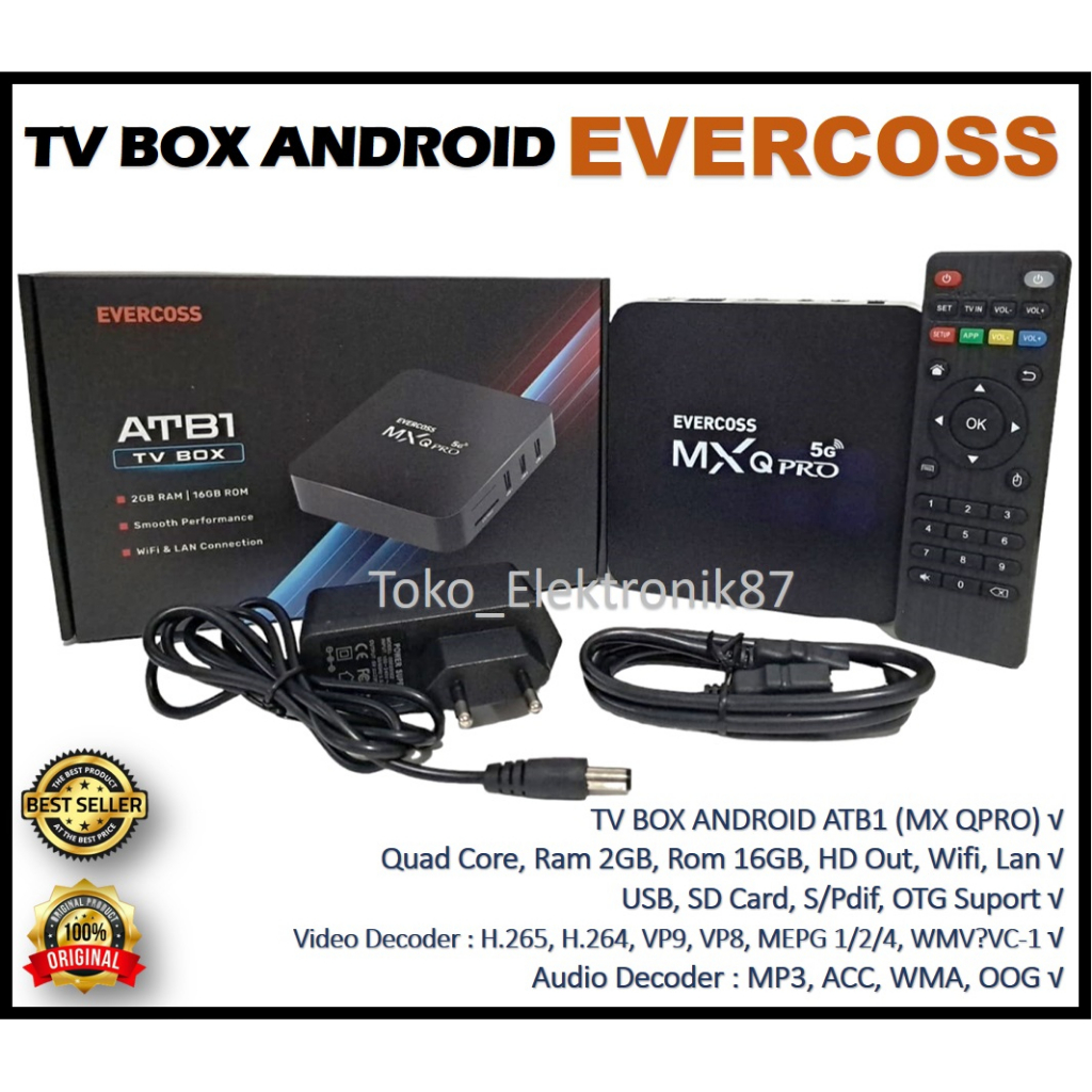 Jual EVERCOSS Android TV Box MXQ Pro 5G 2G+16G / Smart TV 4K Ultra HD MXQ PRO 4K 5G tv box ...