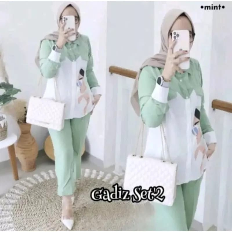 Jual Promo ! Set Gadiz one set 2in 1 Full Kancing/Setelan Baju Wanita Atasan+Bawahan | Shopee ...