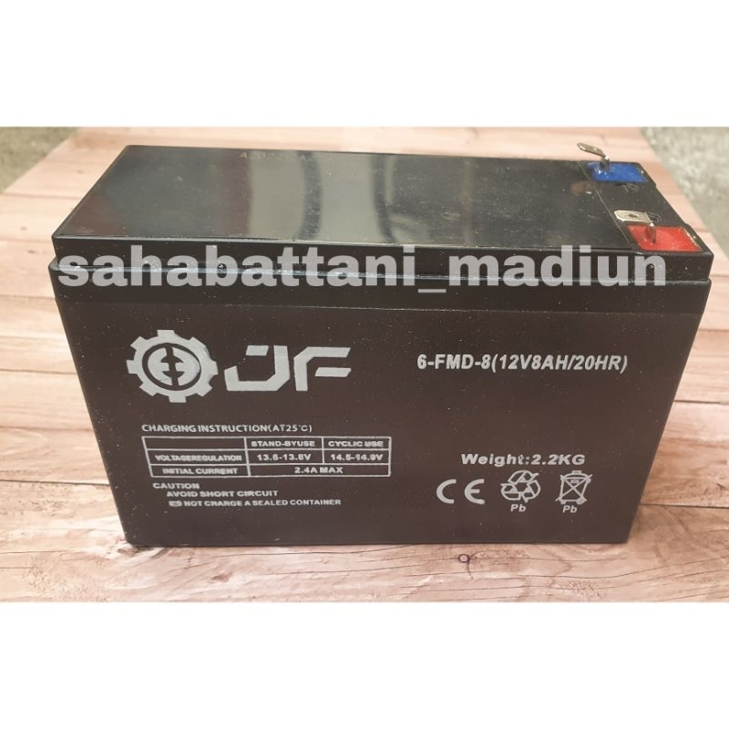 Jual Aki Kering Tangki Elektrik JF 12V 8AH Original Accu Baterai Electric Battery Kanpsack ...