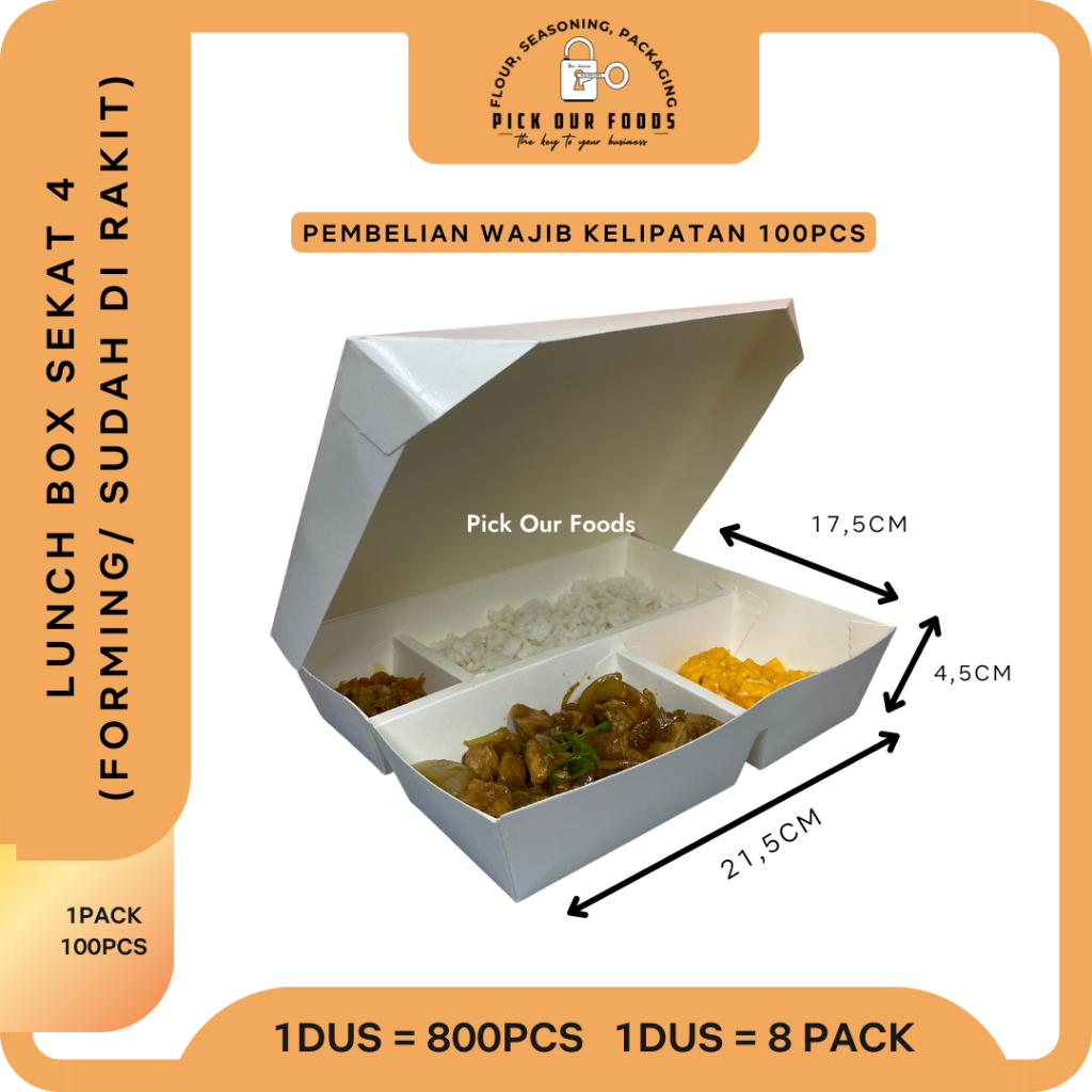 Jual Paper Lunch Box Sekat 4 | Lunch Box 4 sekat | Shopee Indonesia