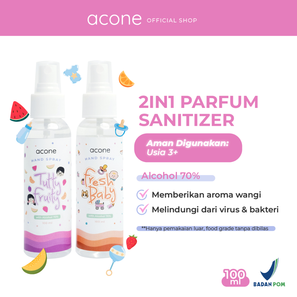 Jual ACONE - Hand Spray Parfum Sanitizer 2in1 with Aloevera 100ml Food ...