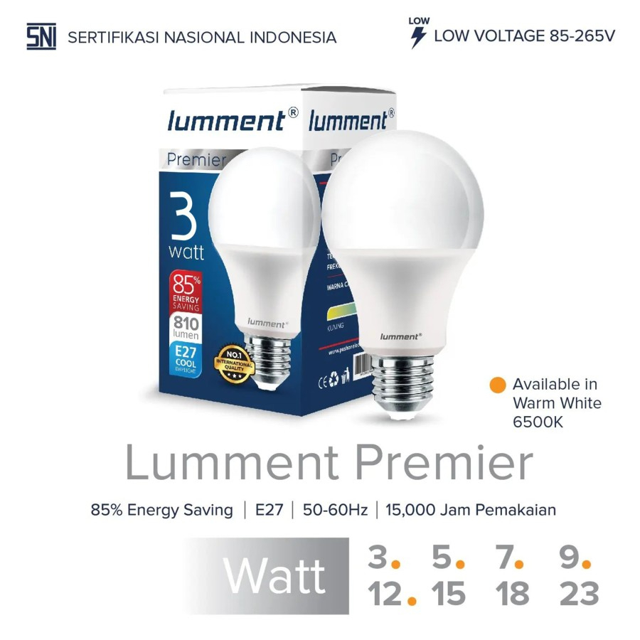 Jual Premier Lampu LED 3W 5W 7W 9 Watt Lumment Bohlam Bulb Cahaya Putih ...
