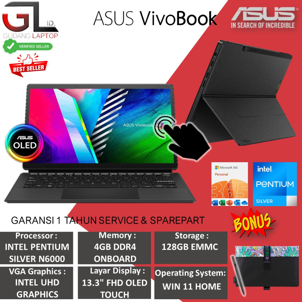 Jual Laptop Touchscreen Asus Vivobook 13 Slate OLED T3300KA INTEL ...