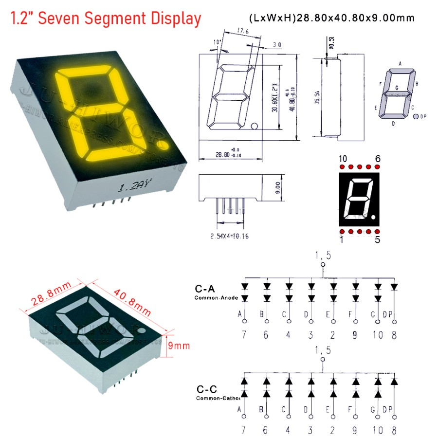 Jual 1 2 Seven Segment Display 1 Digit 7 Segment 1 2 Inch Led Digital