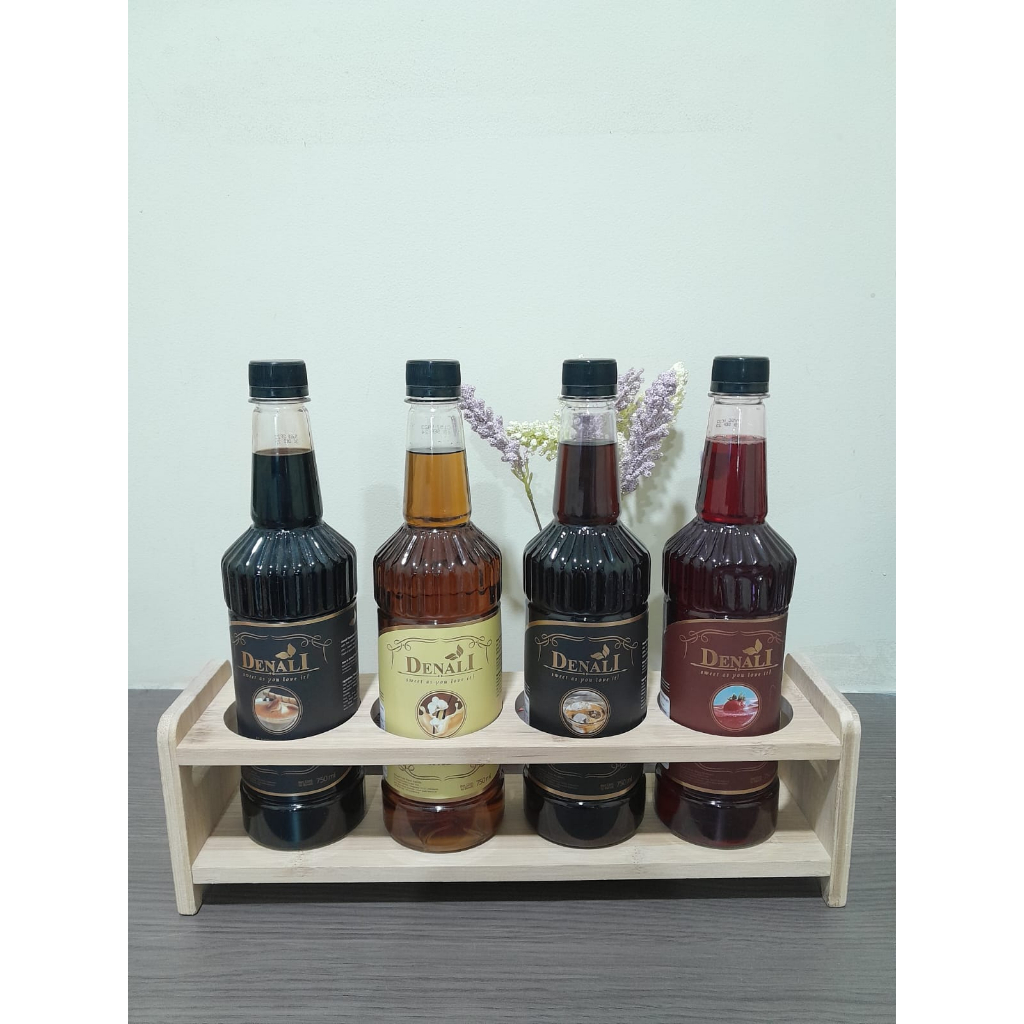 Jual rak botol bambu tempat syrup saos kecap big size wooden rack wine ...