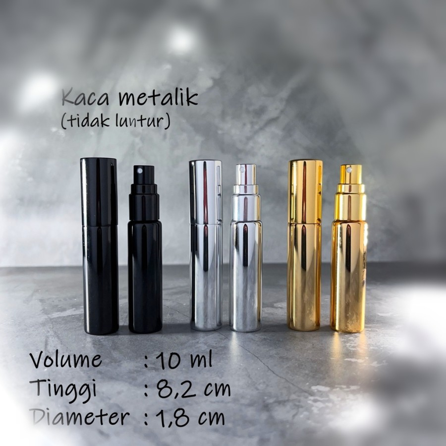Jual Botol parfum spray mini isi ulang 10ml kaca metalic travel refil | Shopee Indonesia