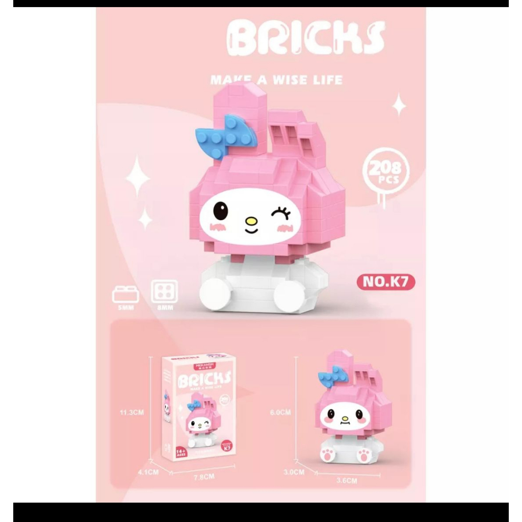 Jual Mini Nano Sanrio Motorcycle Motor Bricks Melody Kuromi Purin ...