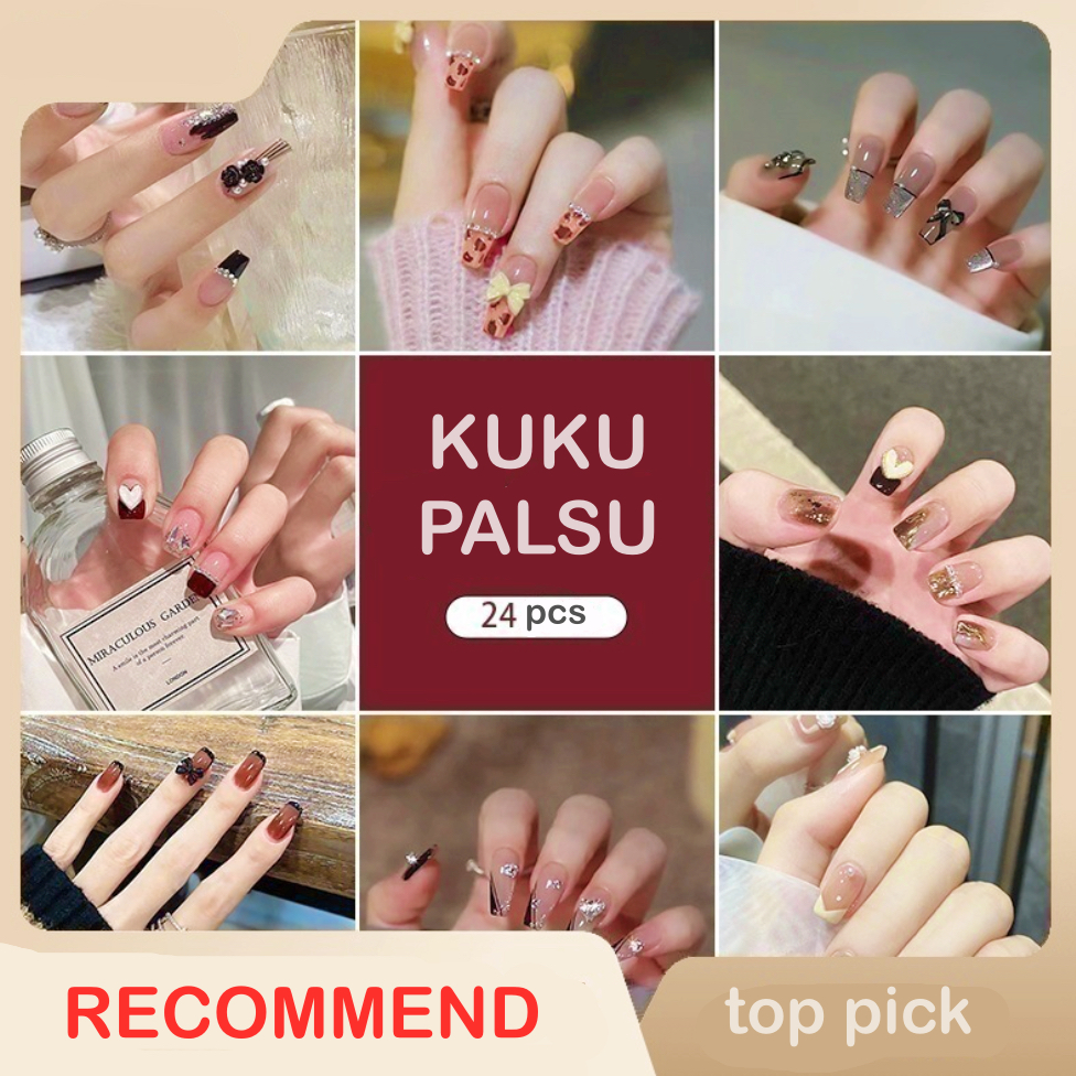 Jual 24 pcs Kuku Palsu Fake Nails/ Kuku Palsu Polos diamond karakter ...