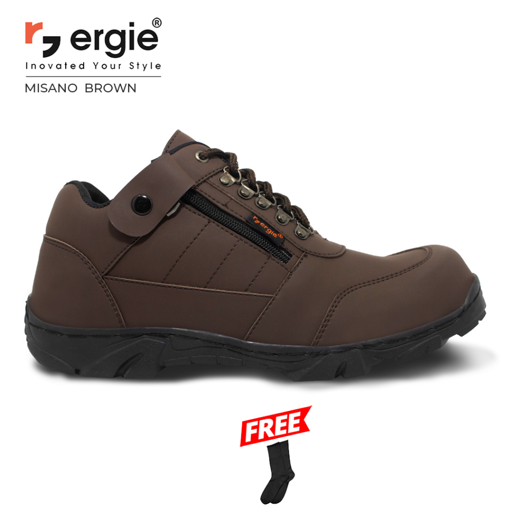 Jual Sepatu Safety Semi Boots Pria Coklat Tali dan Restleting Premium ...