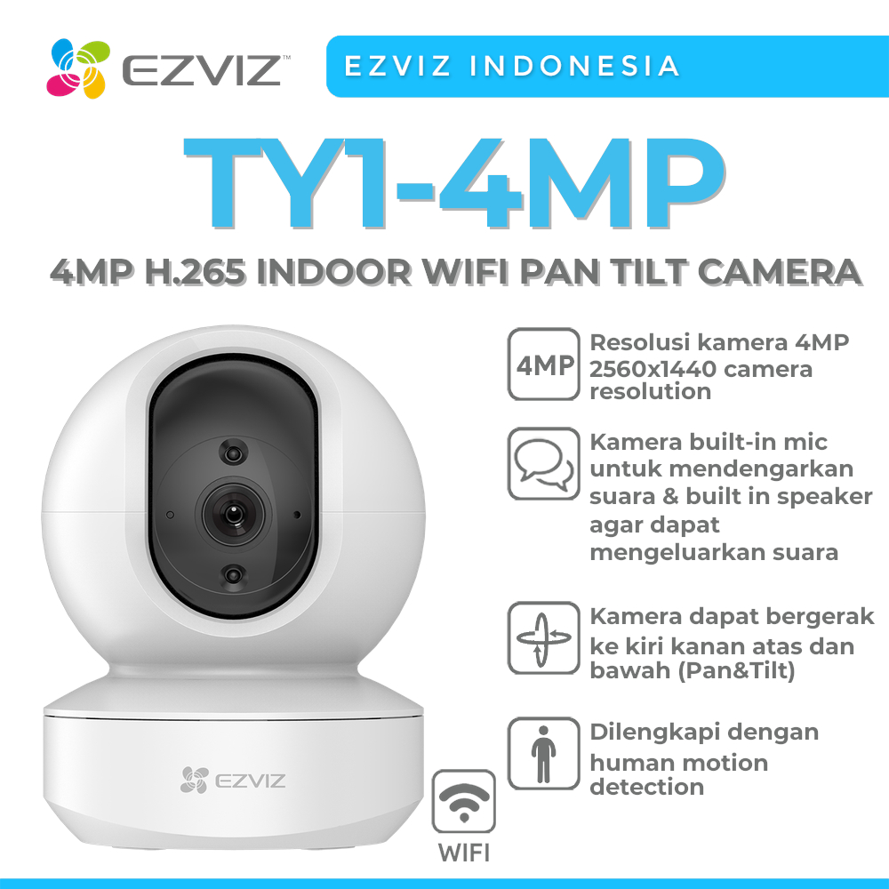 Jual TY1 4MP EZVIZ H.265 INDOOR WIFI PAN TILT CAMERA HUMAN DETECTION ...