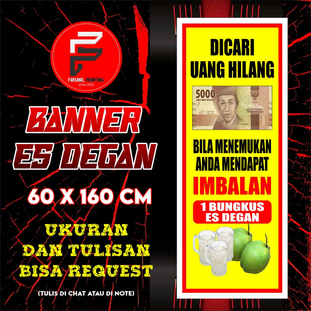 Jual Banner Es kelapa / Spanduk Es Degan / Banner Kustom Ukuran 60 x ...