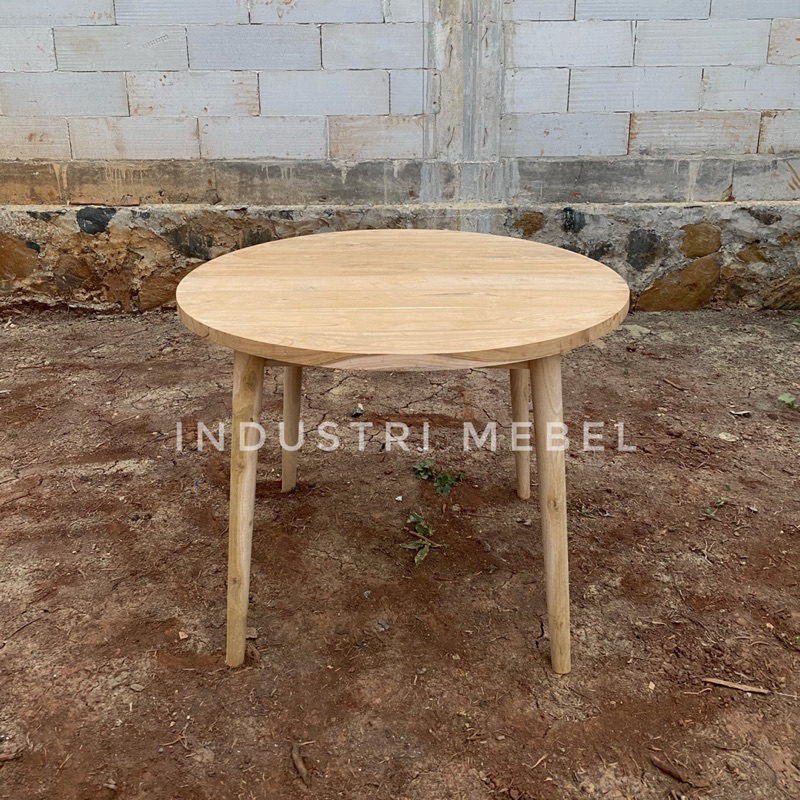 Jual Meja Makan Bundar Jati Retro Scandinavian Minimalis Modern - Meja Makan Cafe Resto Modern ...