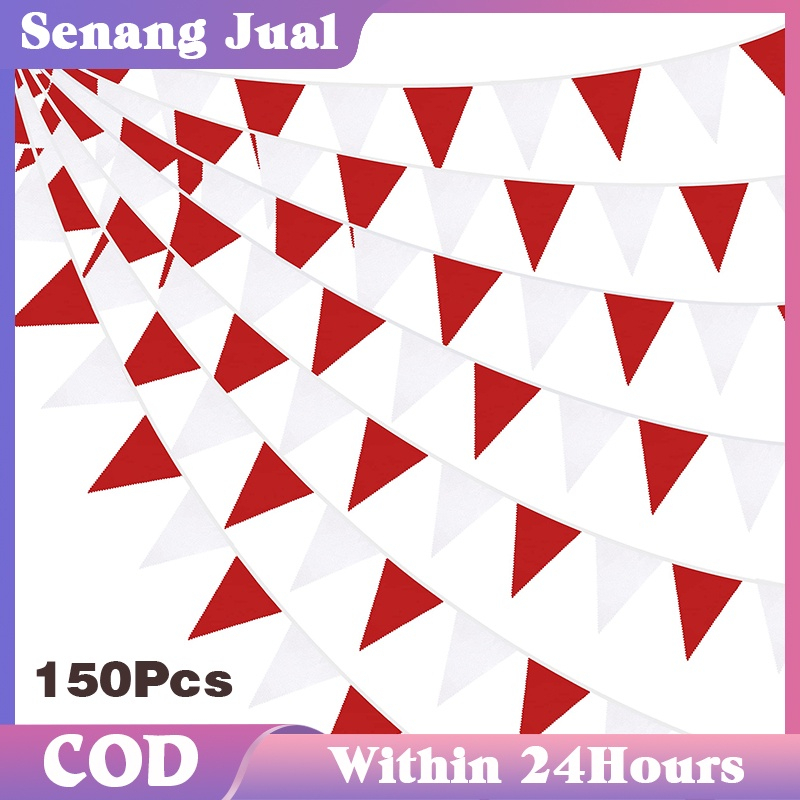 Jual 150Pcs Bendera Merah Putih 80 Meter Bendera Kain Segitiga Bendera Hias Festival / Bendera ...