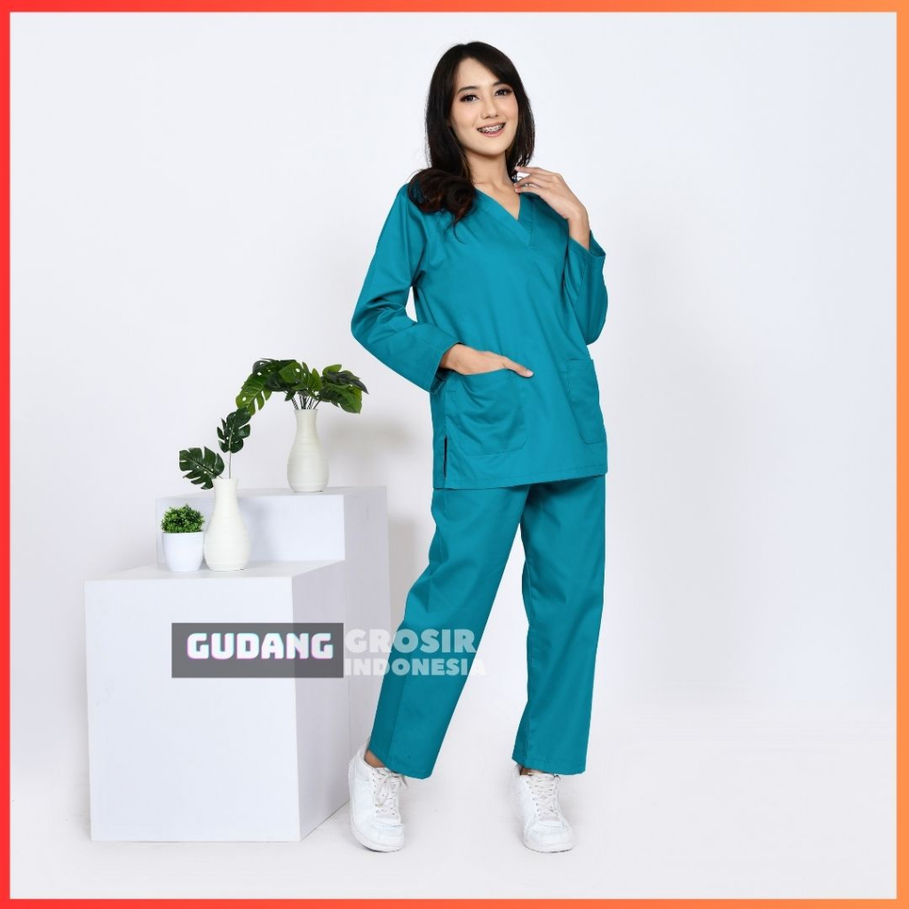 Jual [KHUSUS LENGAN PANJANG] Baju Jaga Dokter Scrub OK Modern | Scrubs ...