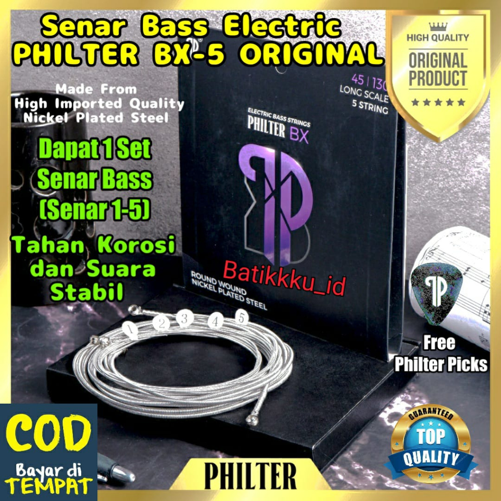 Jual Senar Gitar Bass Philter BX 5 BX5 ORIGINAL 1 SET 5 SENAR Bass Guitar | Shopee Indonesia