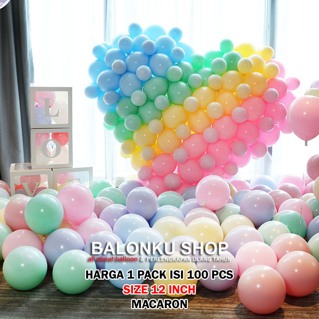 Jual Balon Latex Macaron 12 inch isi 100 pcs / Balon Macaron isi 100 ...