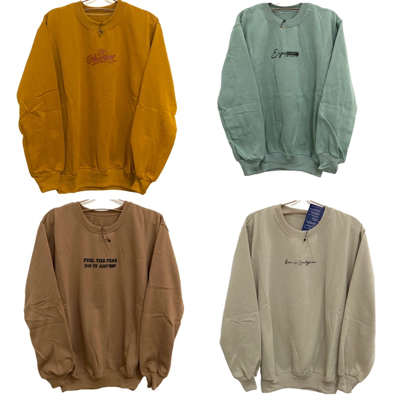 Jual Oblong Jemper Switer Cruneck Gambar Lengan Panjang All Size Katun ...