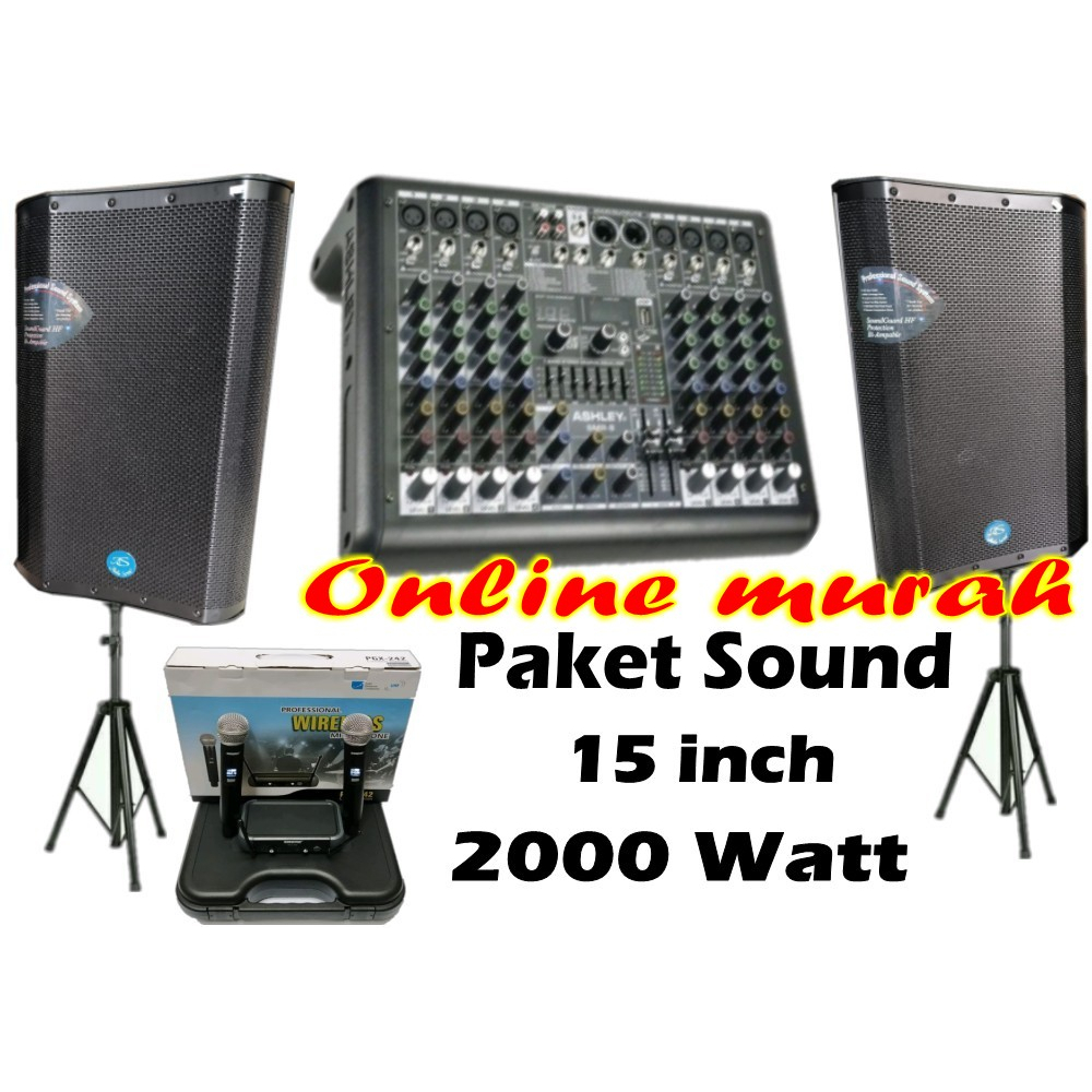 Jual paket sound 2000 watt 15 inch audio seven ak800a shure smr 8 koper ...