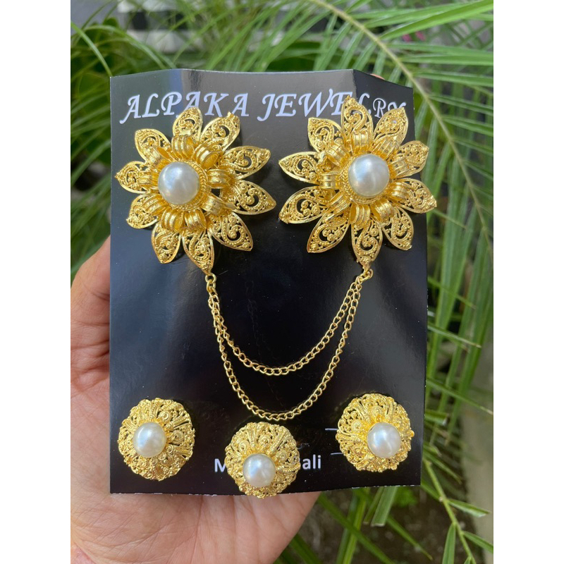 Jual bros alpaka bali motif kancing krili | Shopee Indonesia