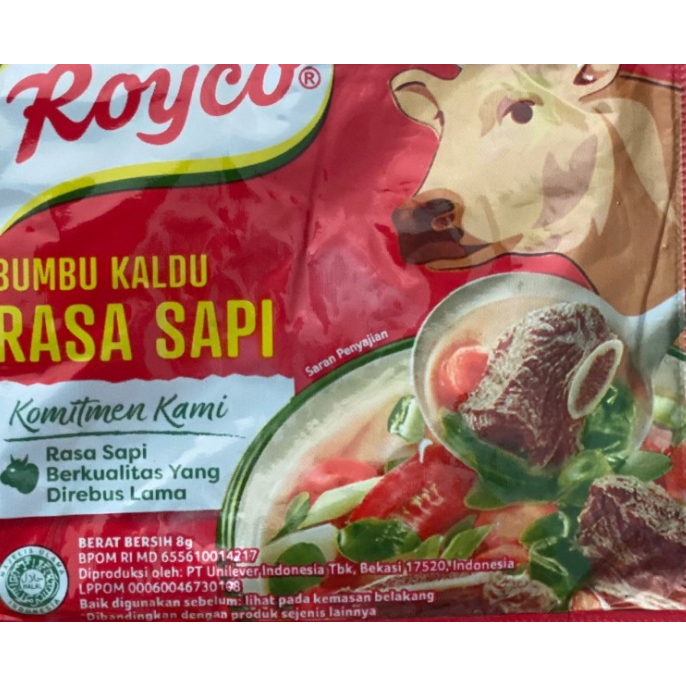 Jual Bumbu kaldu Royco rasa sapi 8 gr 1 renceng (12 sachet) | Shopee ...