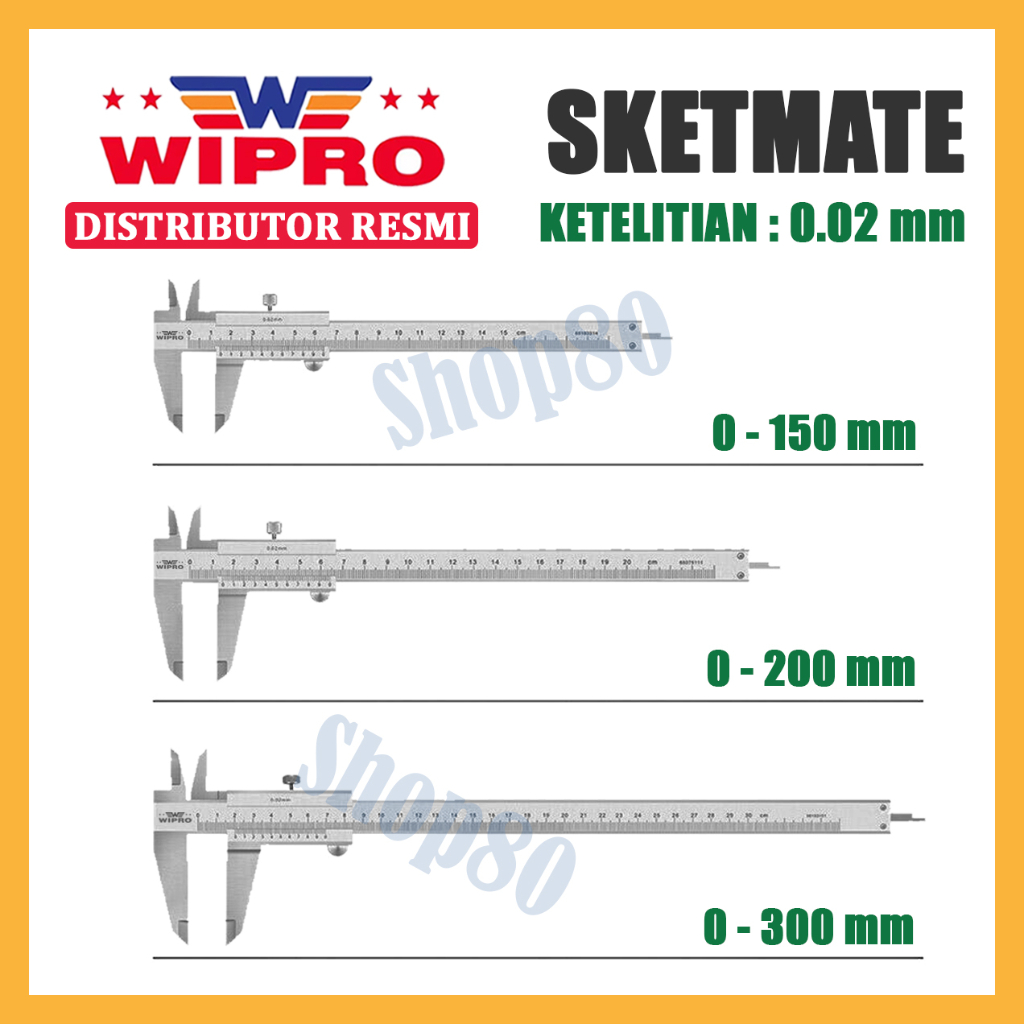 Jual Wipro Jangka Sorong Sketmat Sigmat Vernier Caliper 150 200 300 mm ...